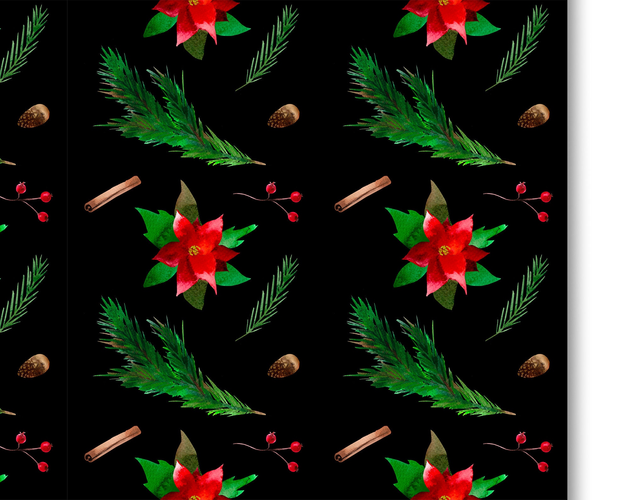 Watercolor Christmas Seamless Pattern Xmas Digital Papers - Etsy