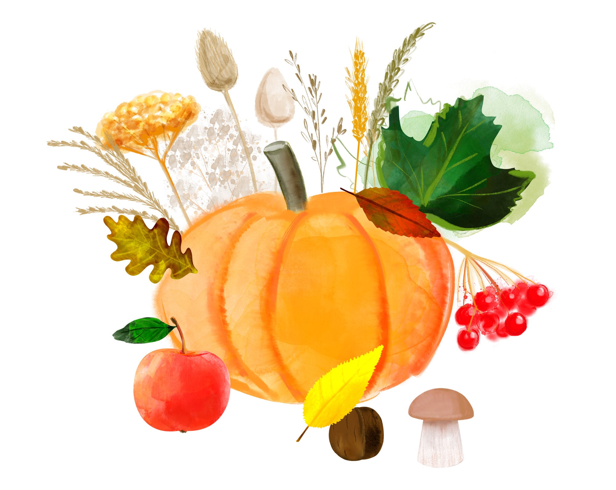 Digital Watercolor Autumn Clipart Autumn Leaves Clipart Set - Etsy