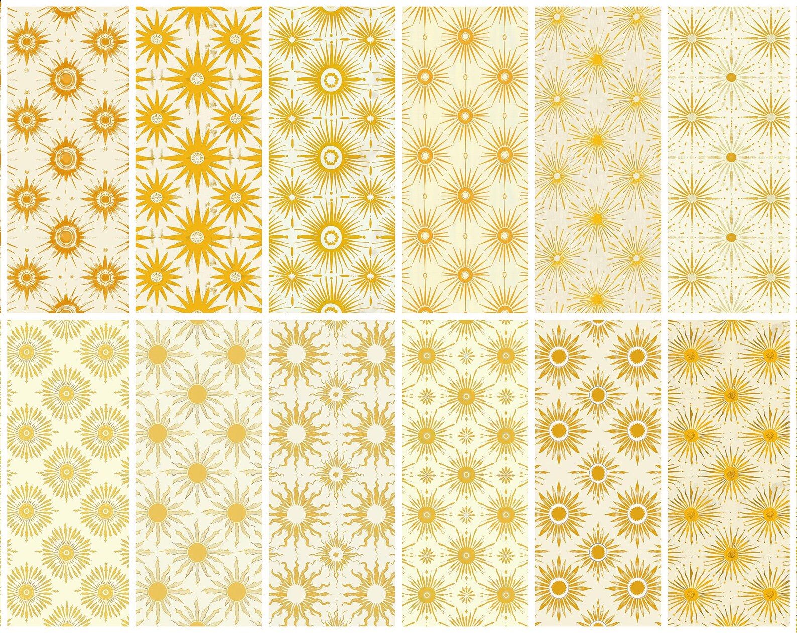 12 Seamless Sun Patterns | Sunshine Digital Paper | Instant Download ...