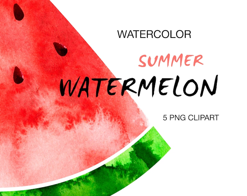 Watermelon Digital Clipart, Watercolor Illustrations Watermelon Slices ...