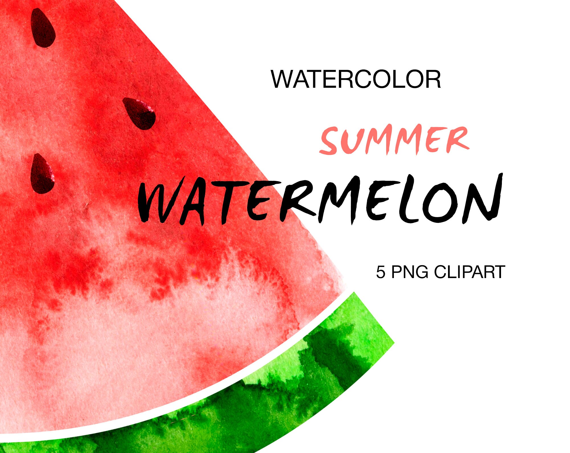 Watermelon Digital Clipart, Watercolor Illustrations Watermelon Slices ...