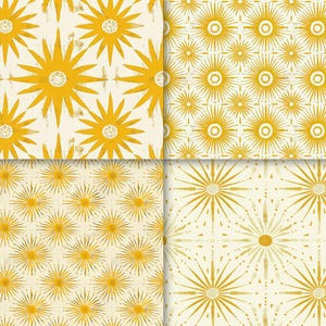 12 Seamless Sun Patterns | Sunshine Digital Paper | Instant Download ...