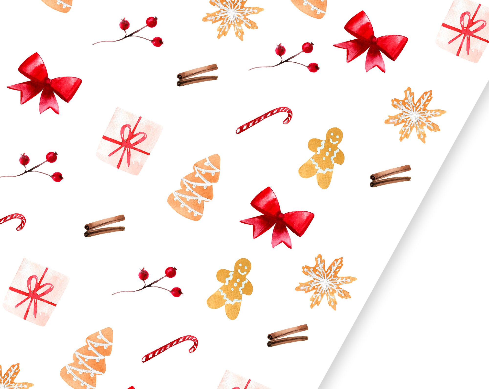 Watercolor Christmas Seamless Pattern Xmas Digital Papers - Etsy