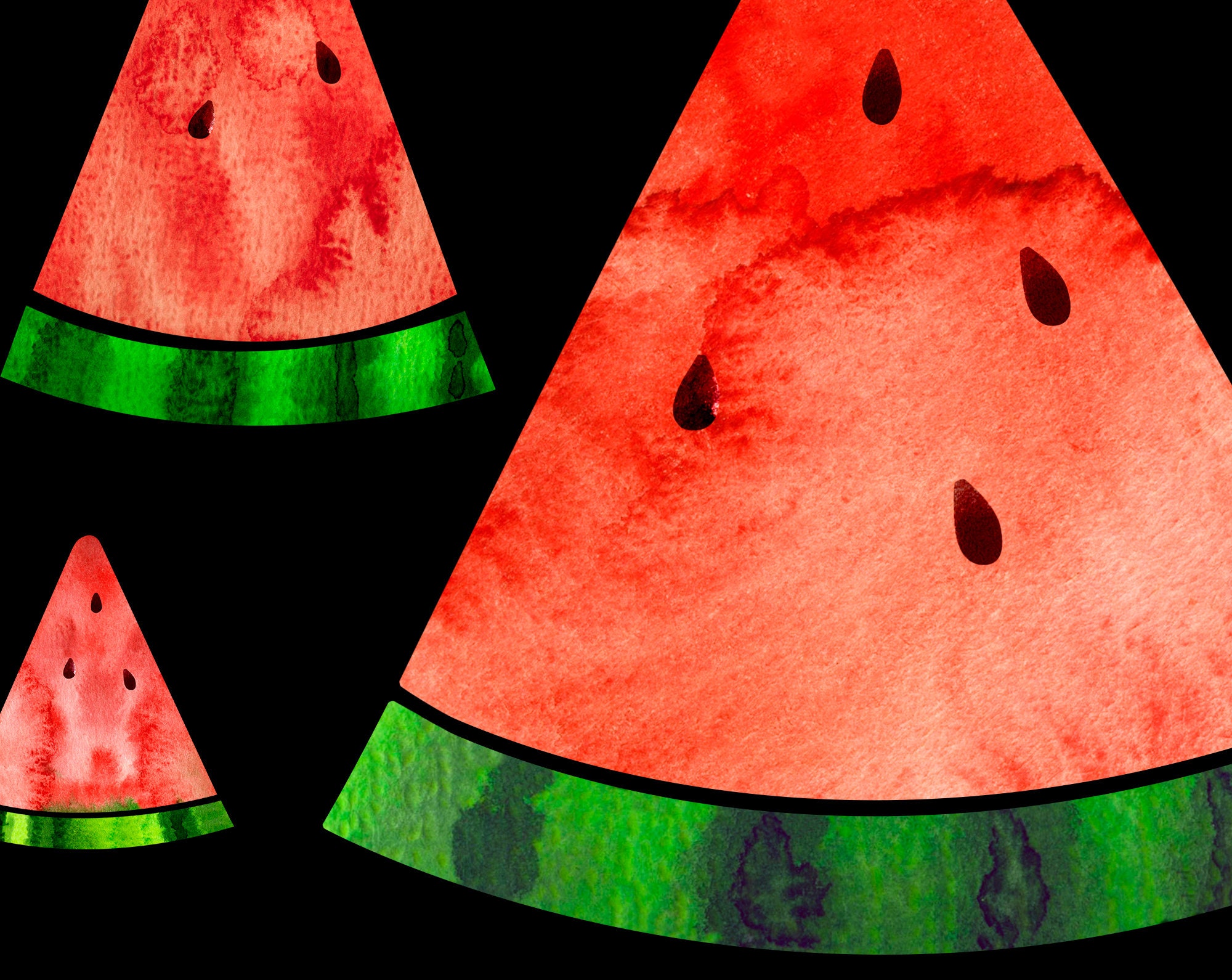 Watermelon Digital Clipart, Watercolor Illustrations Watermelon Slices ...