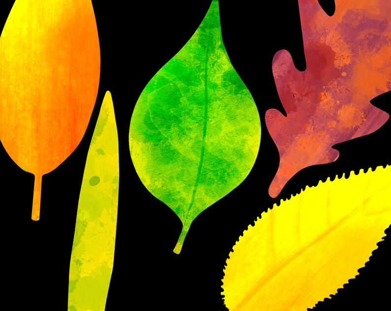 Digital Watercolor Autumn Clipart, Autumn Leaves Clipart, Set Fall ...