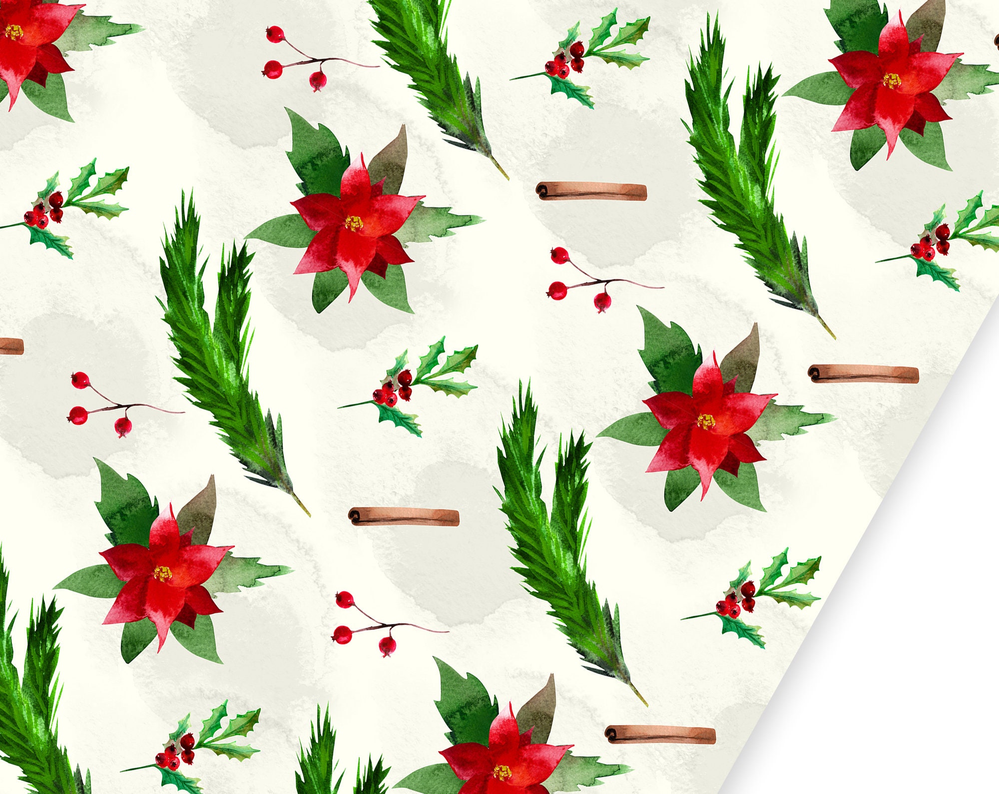 Watercolor Christmas Seamless Pattern Xmas Digital Papers - Etsy
