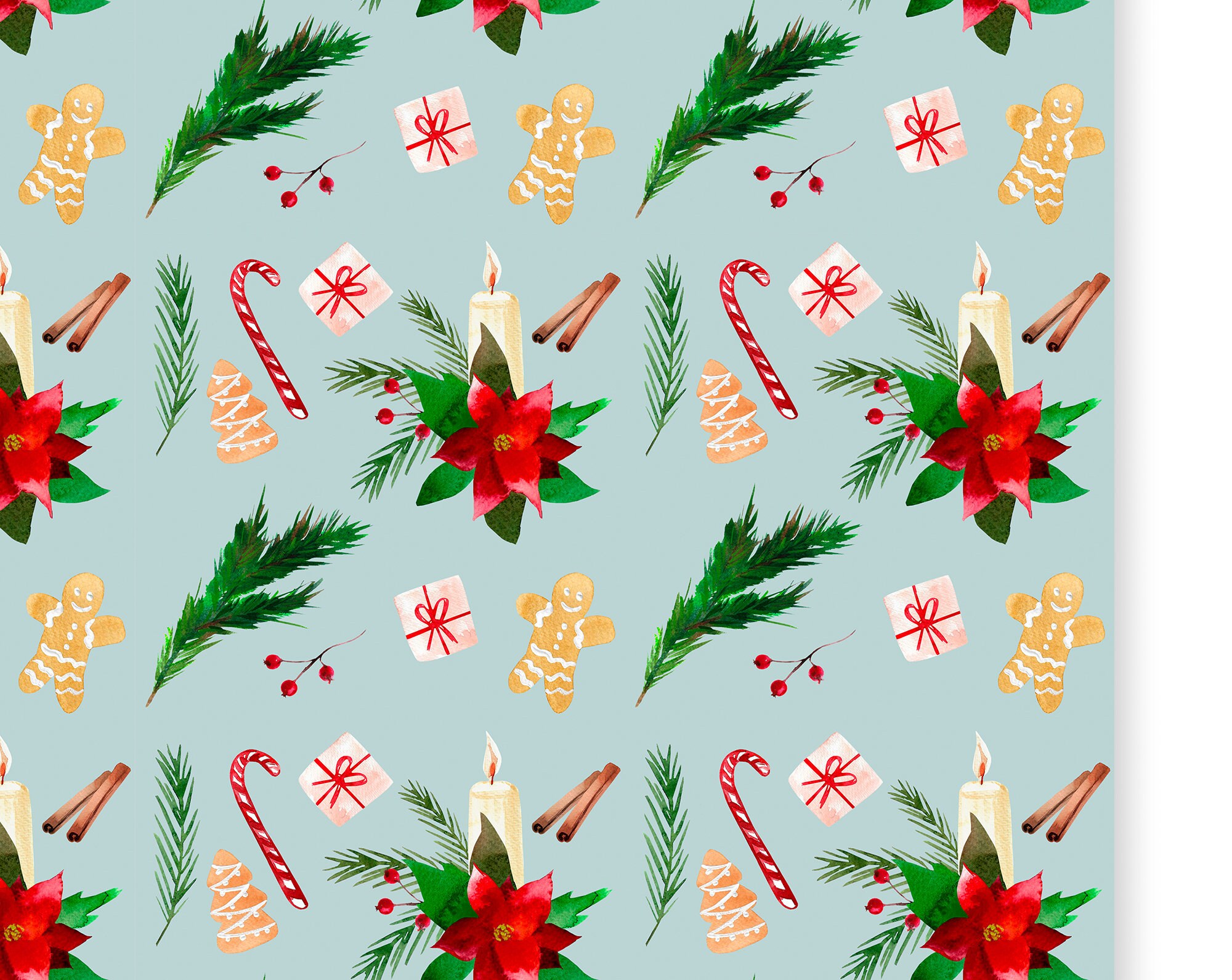Watercolor Christmas Seamless Pattern Xmas Digital Papers - Etsy