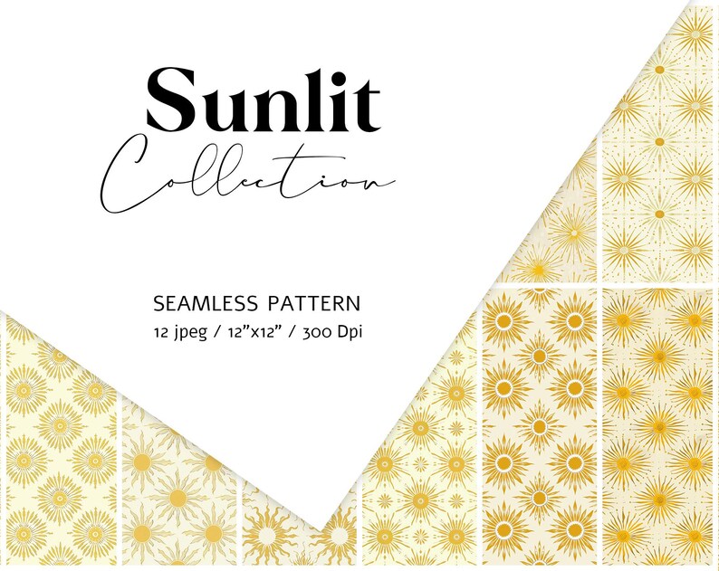 12 Seamless Sun Patterns | Sunshine Digital Paper | Instant Download ...