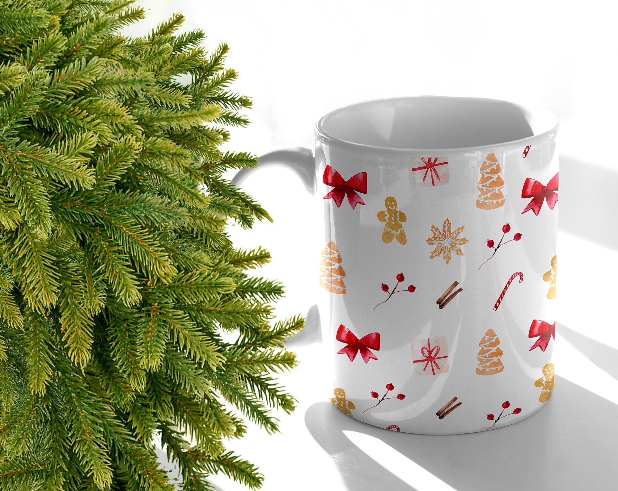 Watercolor Christmas Seamless Pattern, Xmas Digital Papers With ...