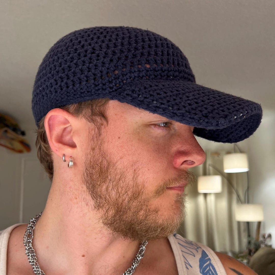Crochet Baseball Cap - Handmade Hat - Hard Brimmed Hat for Adults ...