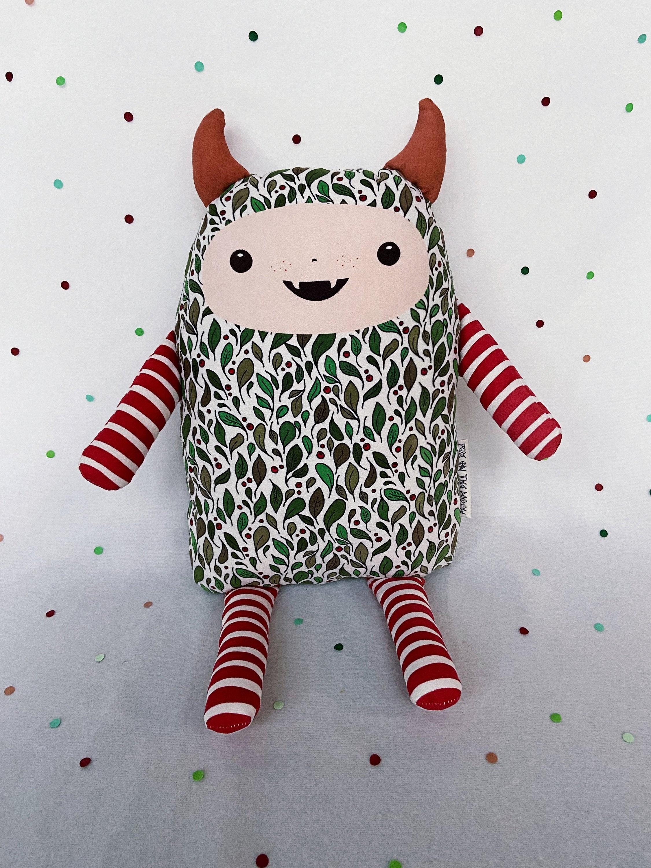 Your Beast Friend White Leafy Pattern, Monster Soft Toy, Stuffed Animal ...