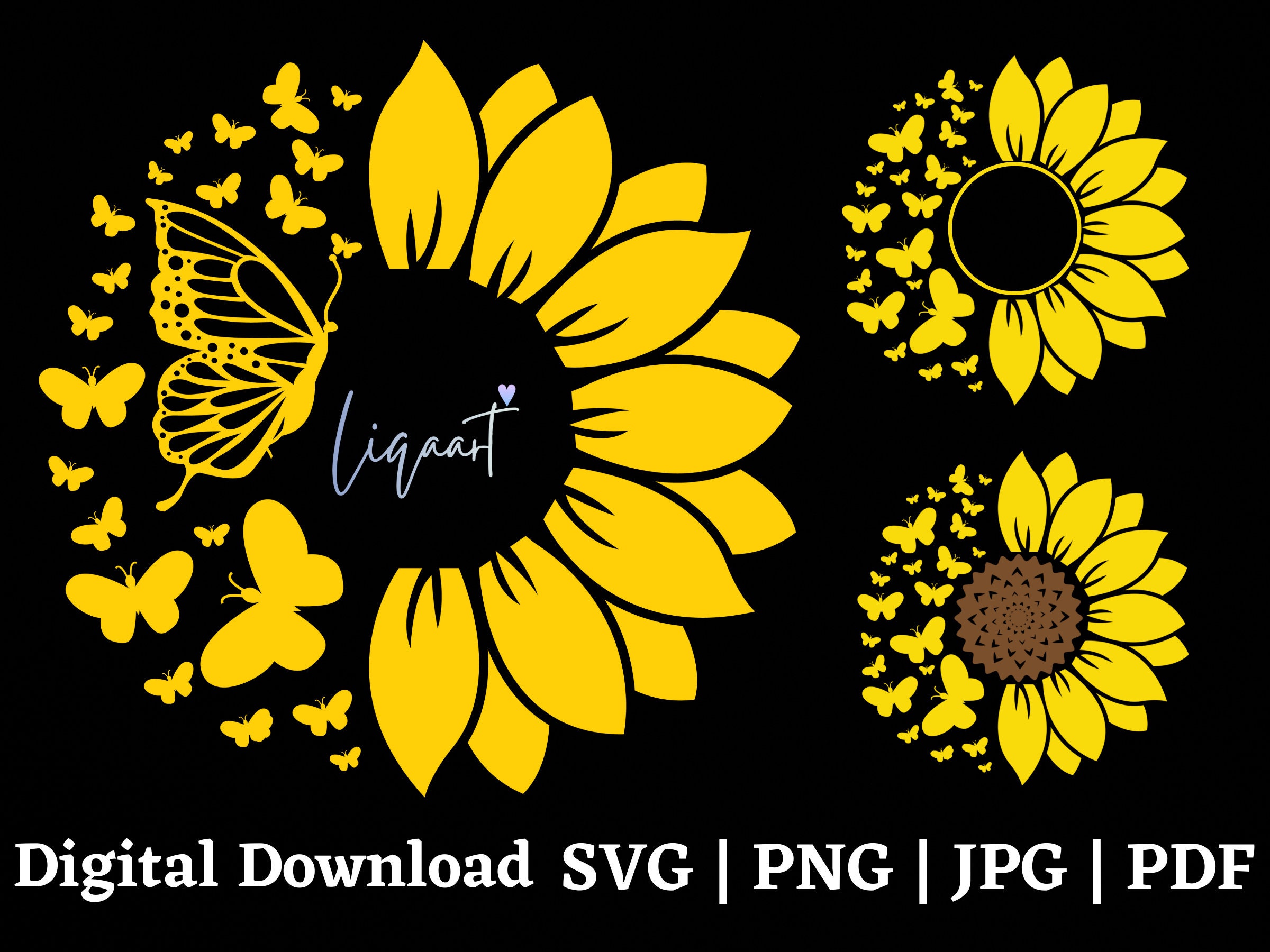 Flower Svg Sunflowers Svg Sunflower Butterfly Svg Dxf Png 50 Off