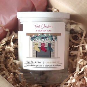 First Christmas in New Home Personalised Candle, New Home Christmas ...