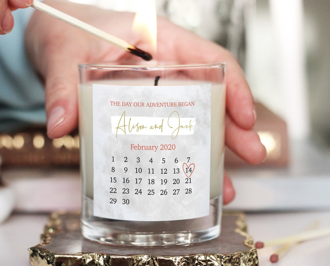 Special Date Candle Gift, The Day We Met Got Engaged Married ...
