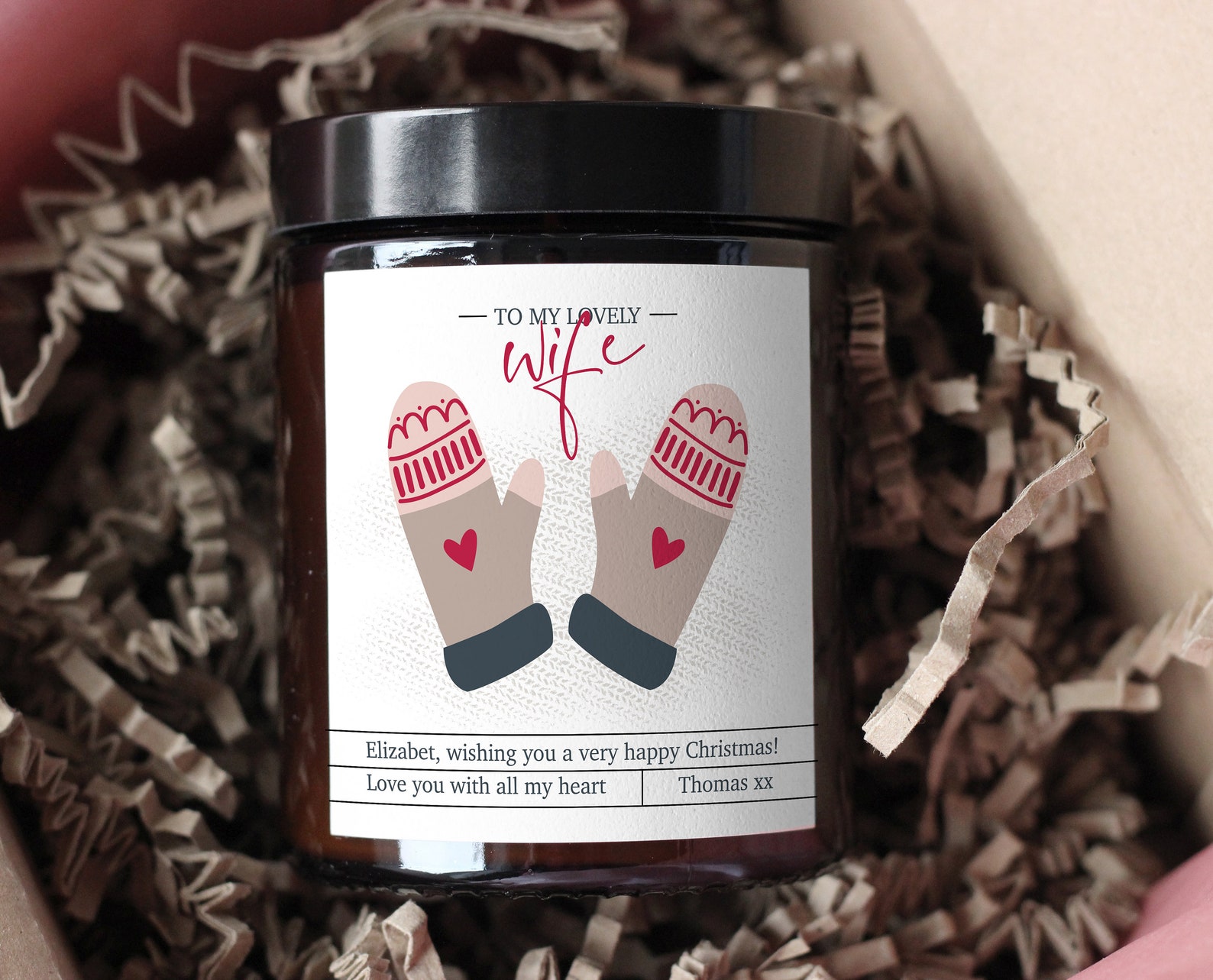 Wife / Girlfriend Christmas Candle Gift, Personalised Christmas Candle ...