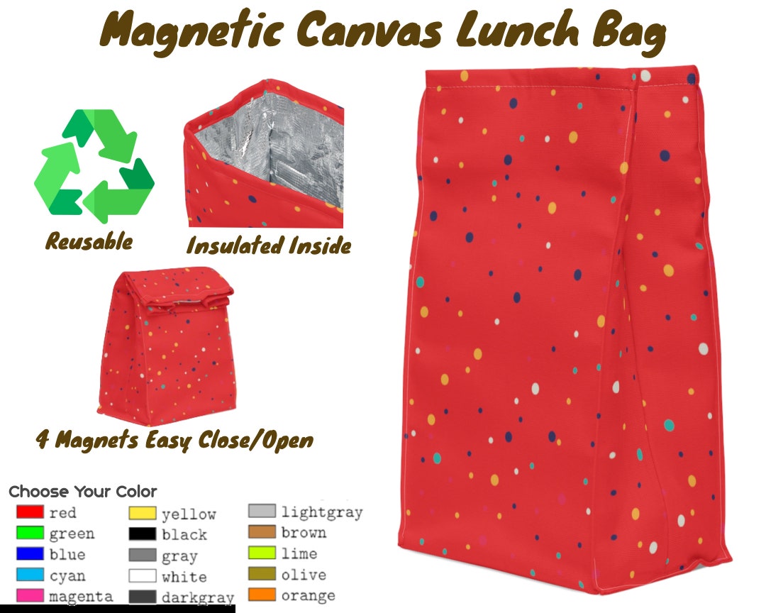 Insulated Magnetic Canvas Lunch Bag, Reusable Snack Box - Etsy