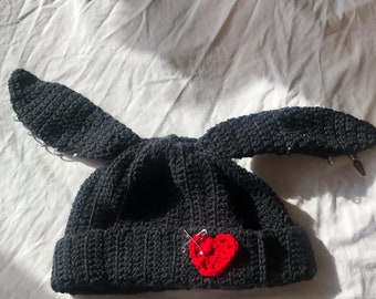 Crochet Kawaii Scene Queen Emo Bunny Ear Beanie - Etsy