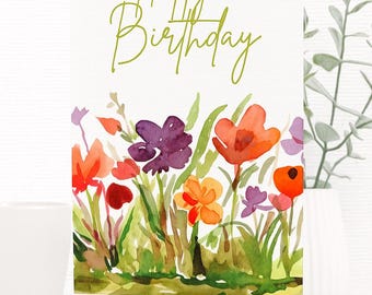 Printable Floral Birthday Card – Soft Pastel Flower Garden Design ...