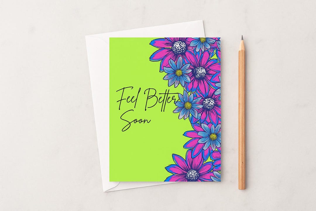 Feel Better Soon Card – Bright Floral Get Well Greeting – Instant ...
