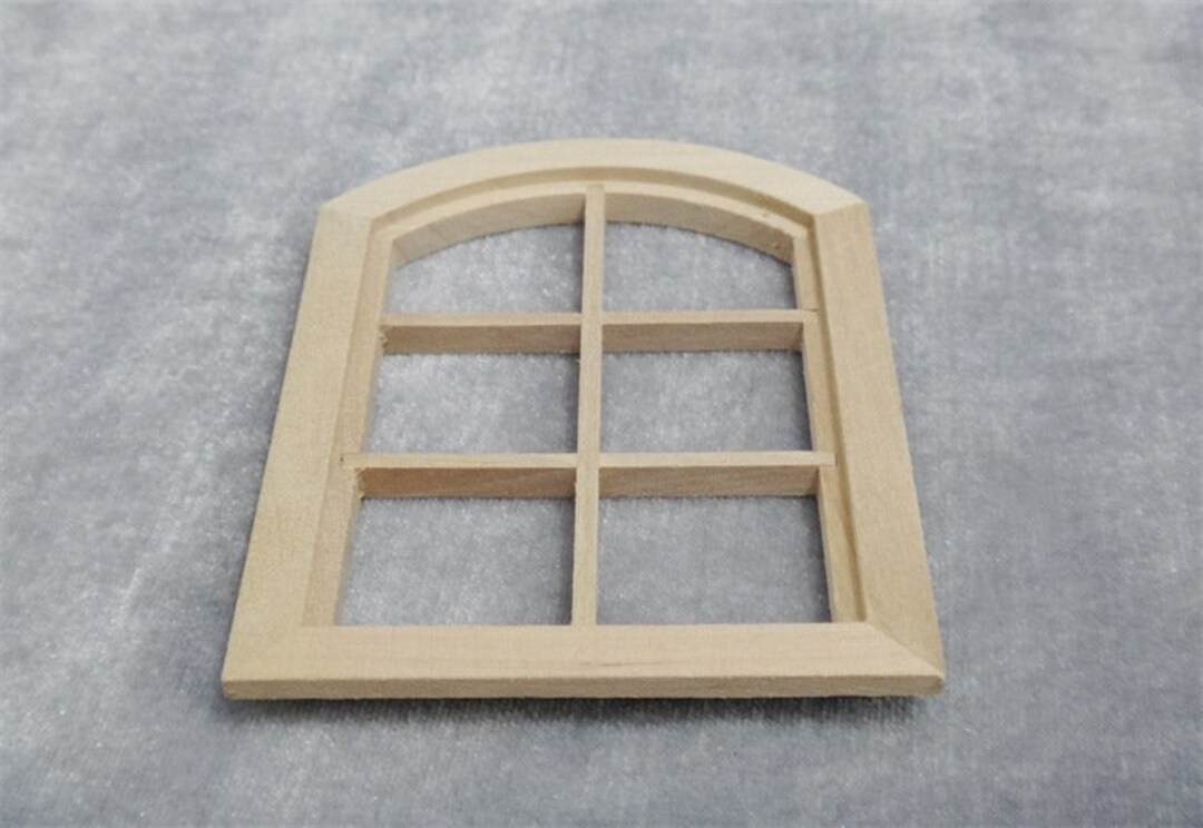 Miniature Wooden Window, Mini Unfinished Semicircular Window Dollhouse ...