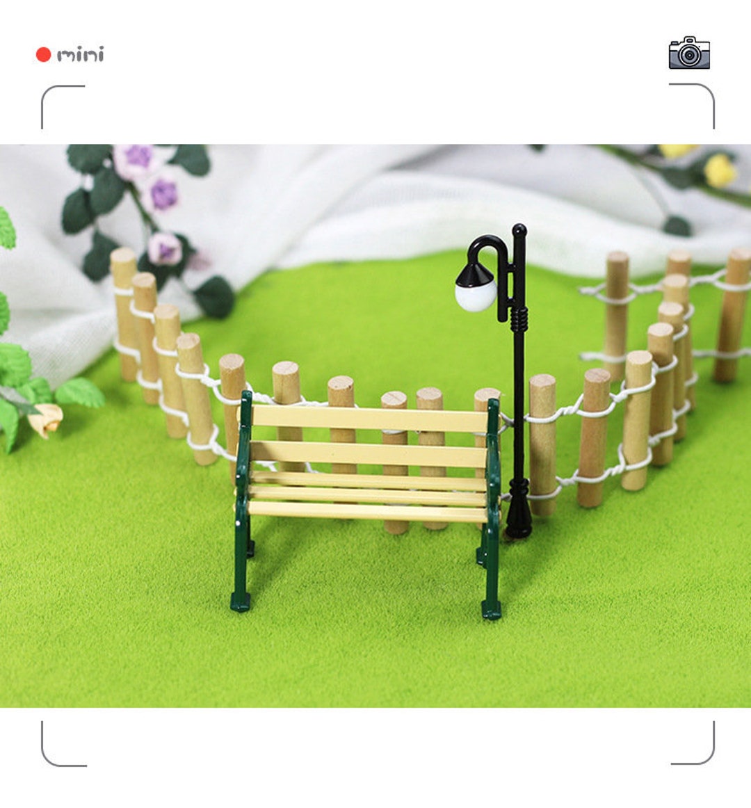 Miniature Park Bench with Street Light 2pcs Miniature Garden - Etsy ...
