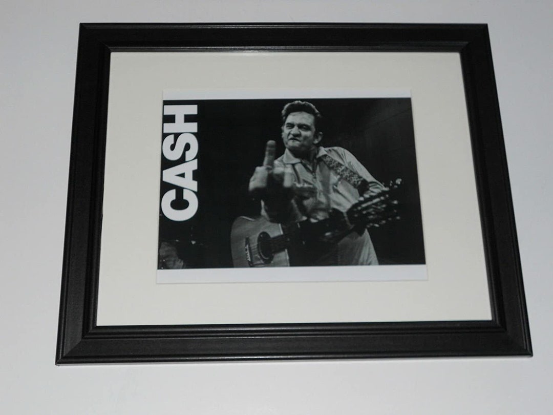 Framed Johnny Cash Flip off Famous Photo Print Folsom Prison 14 X 17 - Etsy