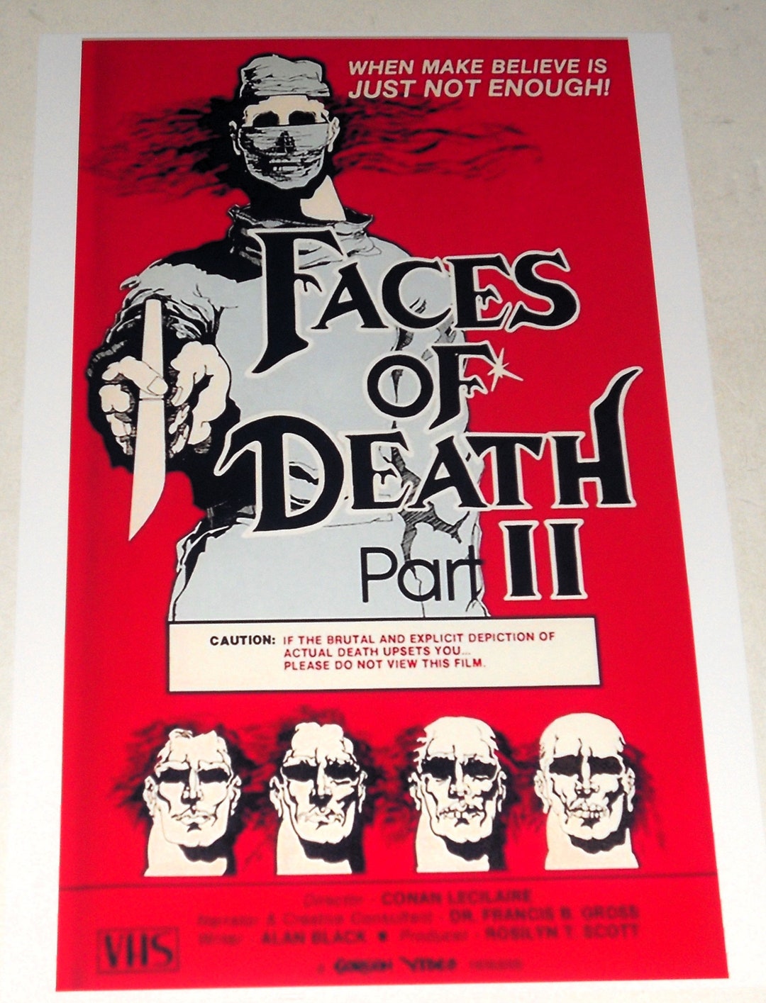 Faces of Death II VHS 1981 Cover Horror Cult Poster 19x13 Death ...