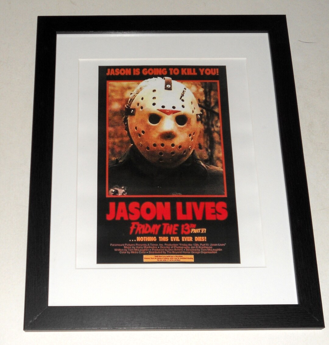 Framed Friday the 13th Part 6 1986 Jason Vorhees Poster 13x16 VI Jason ...