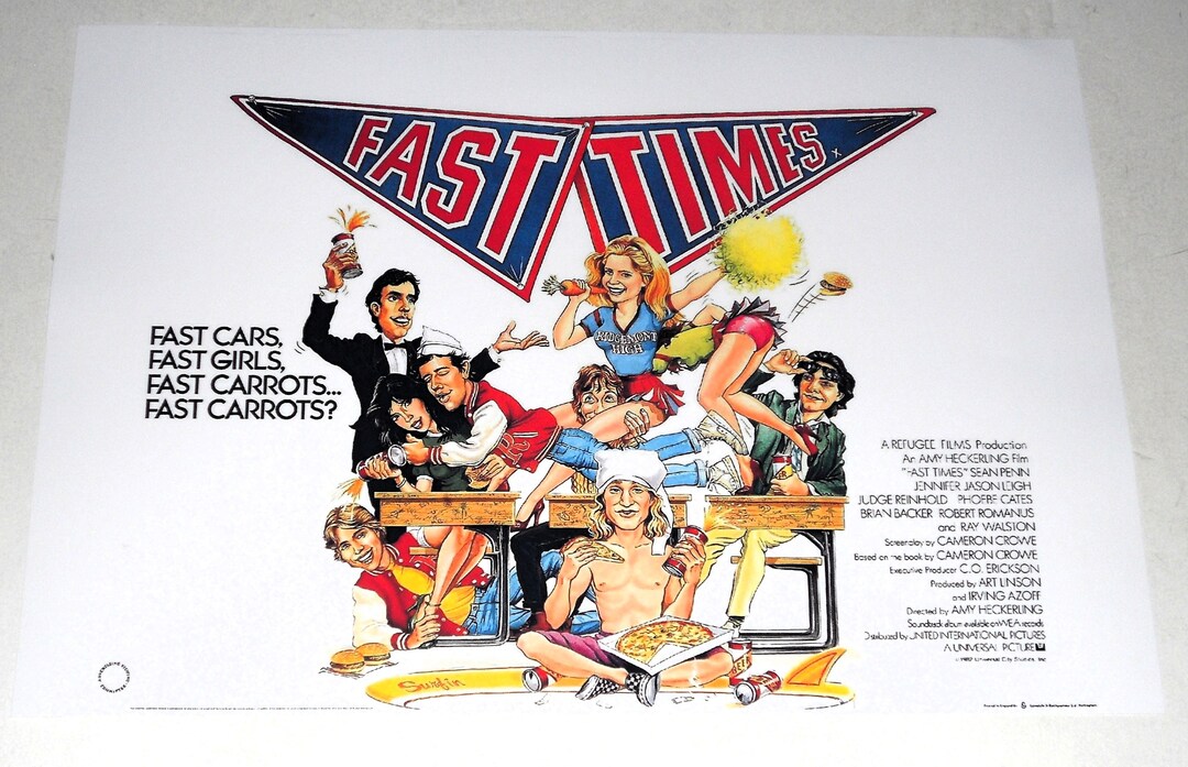 Fast Times at Ridgemont High Cameron Crowe 1982 Cult Comedy UK Poster ...