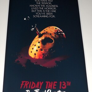 Friday the 13th IV 4 1984 USA Theatrical Horror Poster 19x13 Jason ...