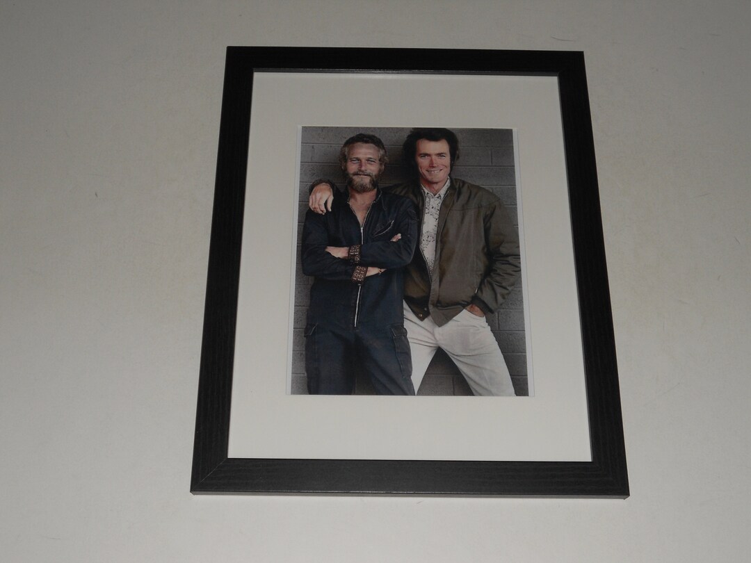 Paul Newman Clint Eastwood 1972 Color Print Two Legends Glass Frame 14 ...