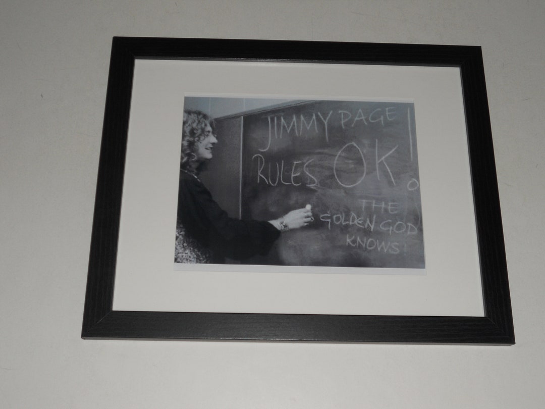 Framed Led Zeppelin Robert Plant '77 jimmy Page Rules Chalkboard 14x17 ...
