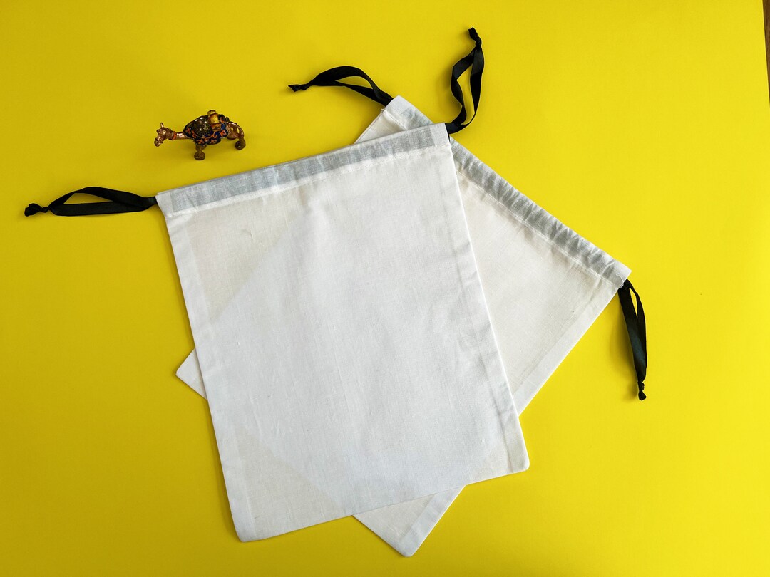 6 X 8 Inches Cotton Double Drawstring Reusable Storage Muslin Bags With ...
