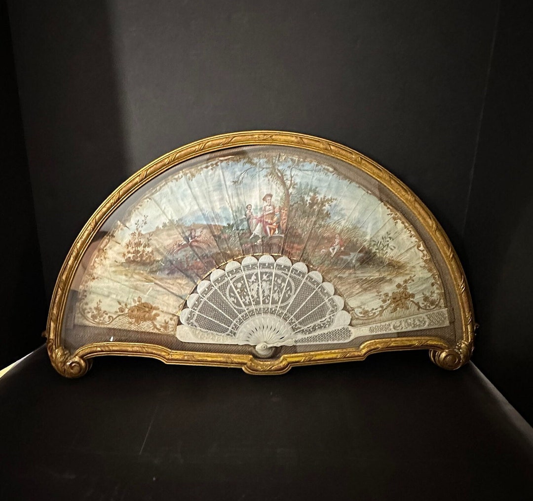 ANTIQUE VICTORIAN 19th Century France Hand FAN in Frame - Etsy