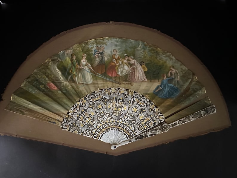 ANTIQUE VICTORIAN 19th Century France Hand FAN With Mother of Pearl in ...