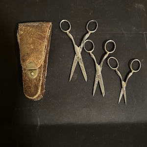 ANTIQUE Cased Set of Three Paul Schreiner Steel Sewing GERMANY SCISSORS ...