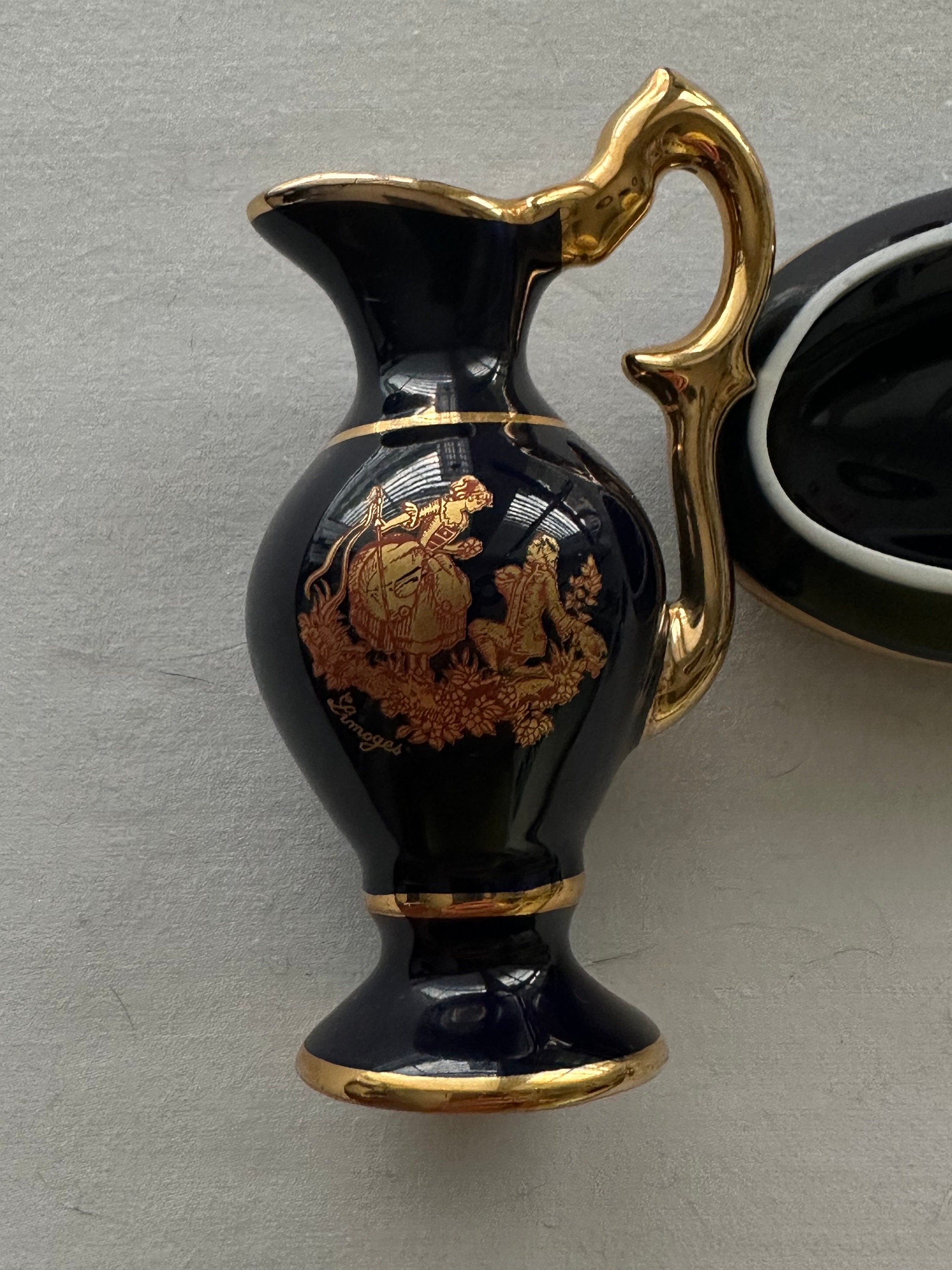 LIMOGES Porcelain 3 Pc Set Cobalt Blue With BEAUTIFUL GOLD Details - Etsy