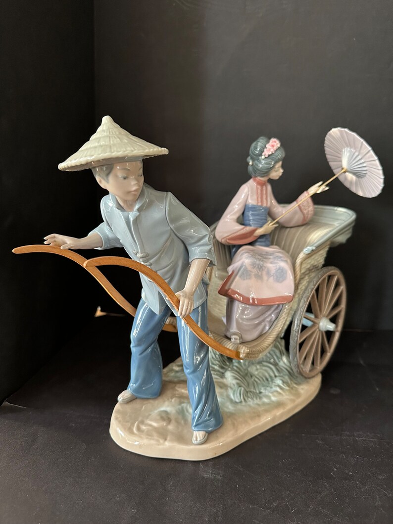 LLADRO 1383 Retired Vintage Porcelain RICKSHAW RIDE Composition on ...