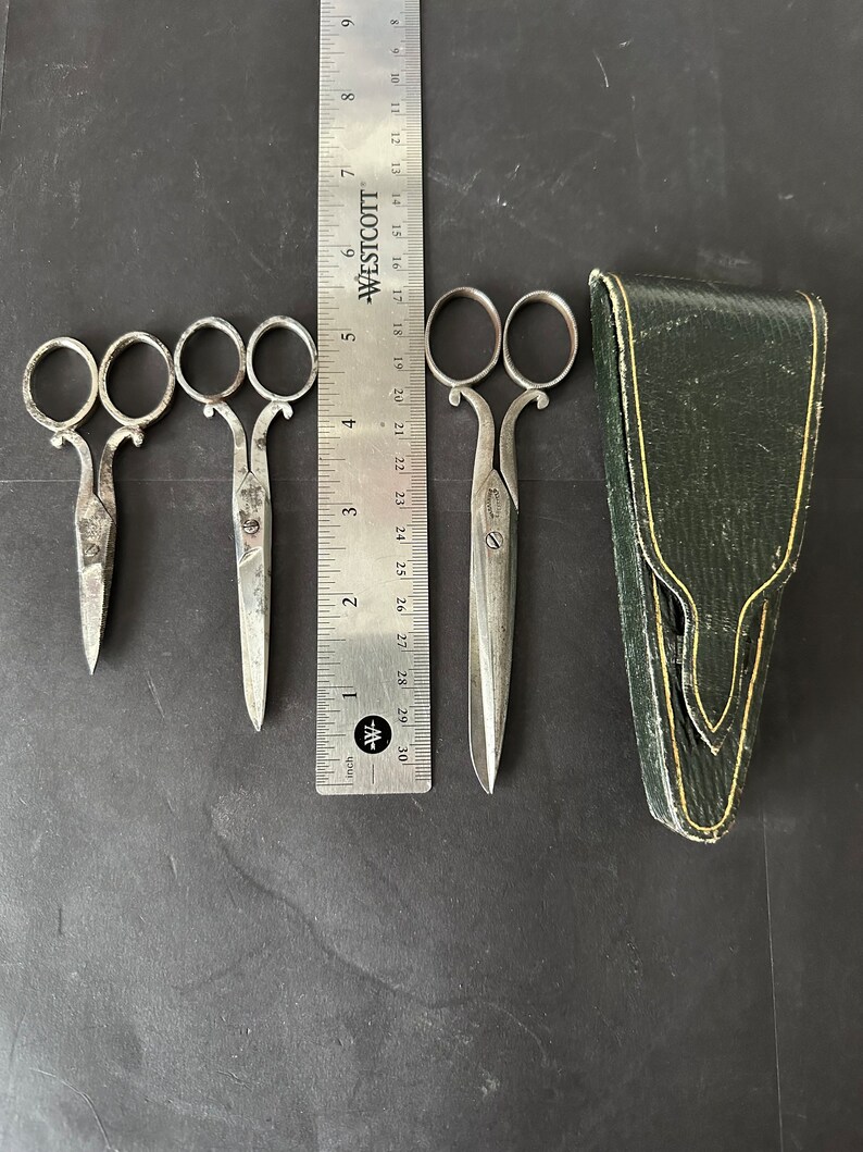 ANTIQUE Cased Set of Three Sheffield ENGLAND Steel Sewing SCISSORS - Etsy