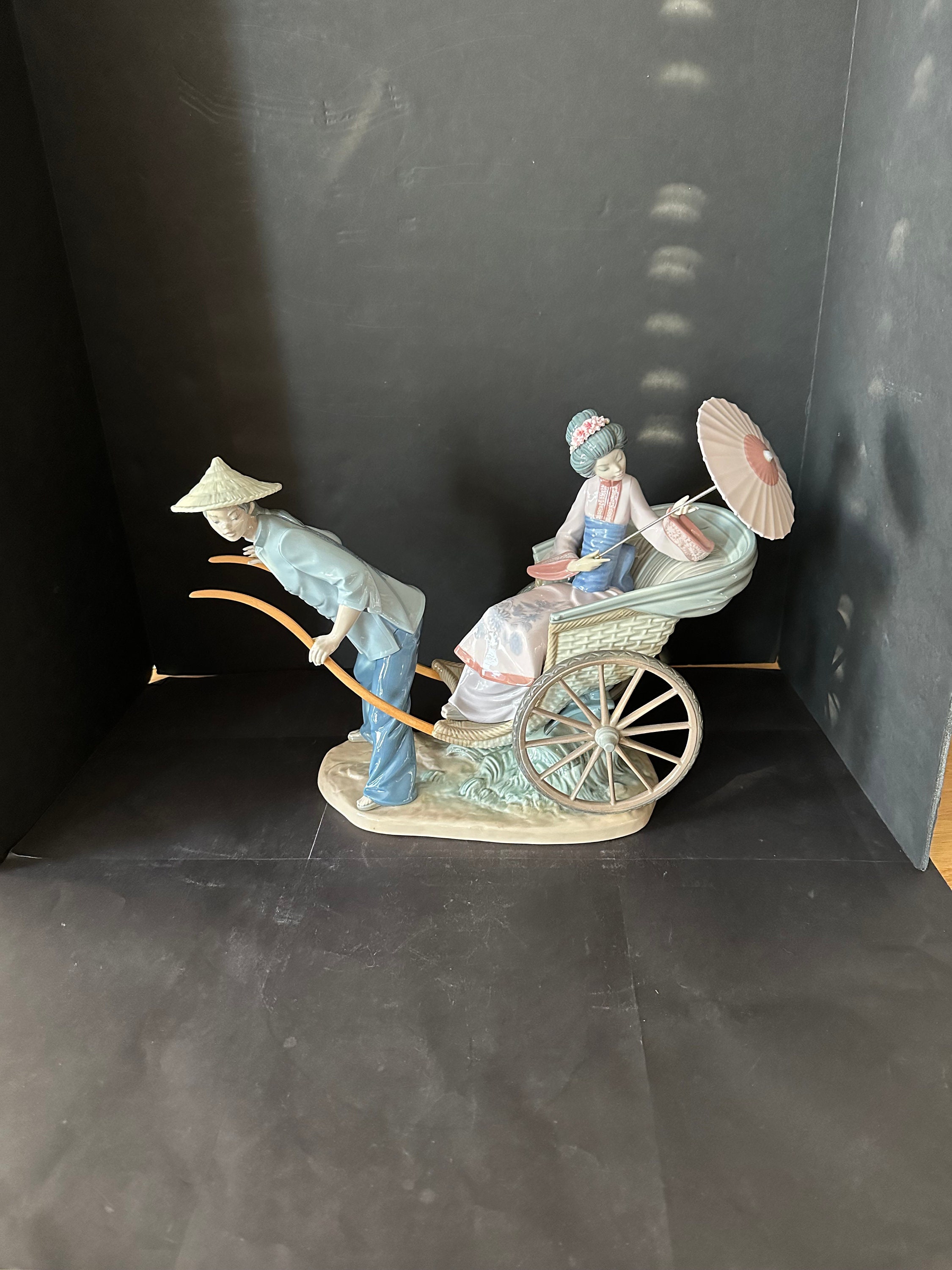 LLADRO 1383 Retired Vintage Porcelain RICKSHAW RIDE Composition on ...