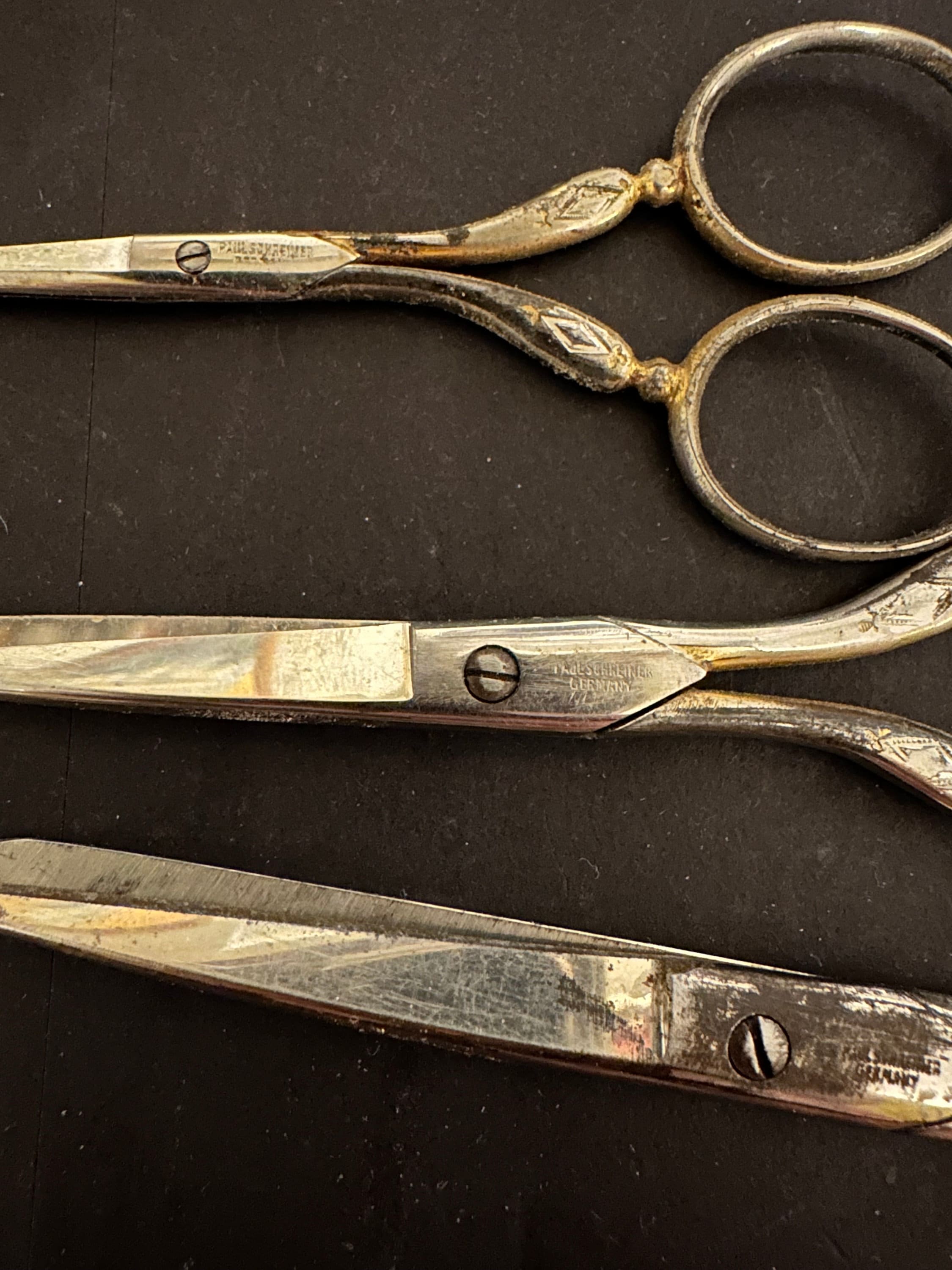 ANTIQUE Cased Set of Three Paul Schreiner Steel Sewing GERMANY SCISSORS ...