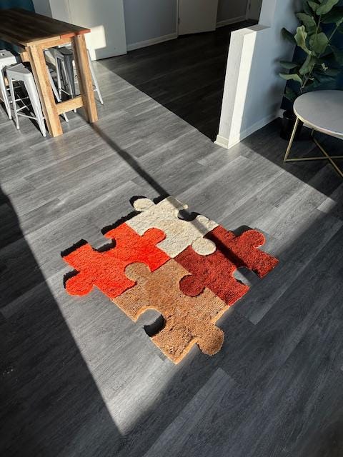 Custom Handmade Puzzle Piece Rug – Tufted Jigsaw Carpet for Home Decor ...