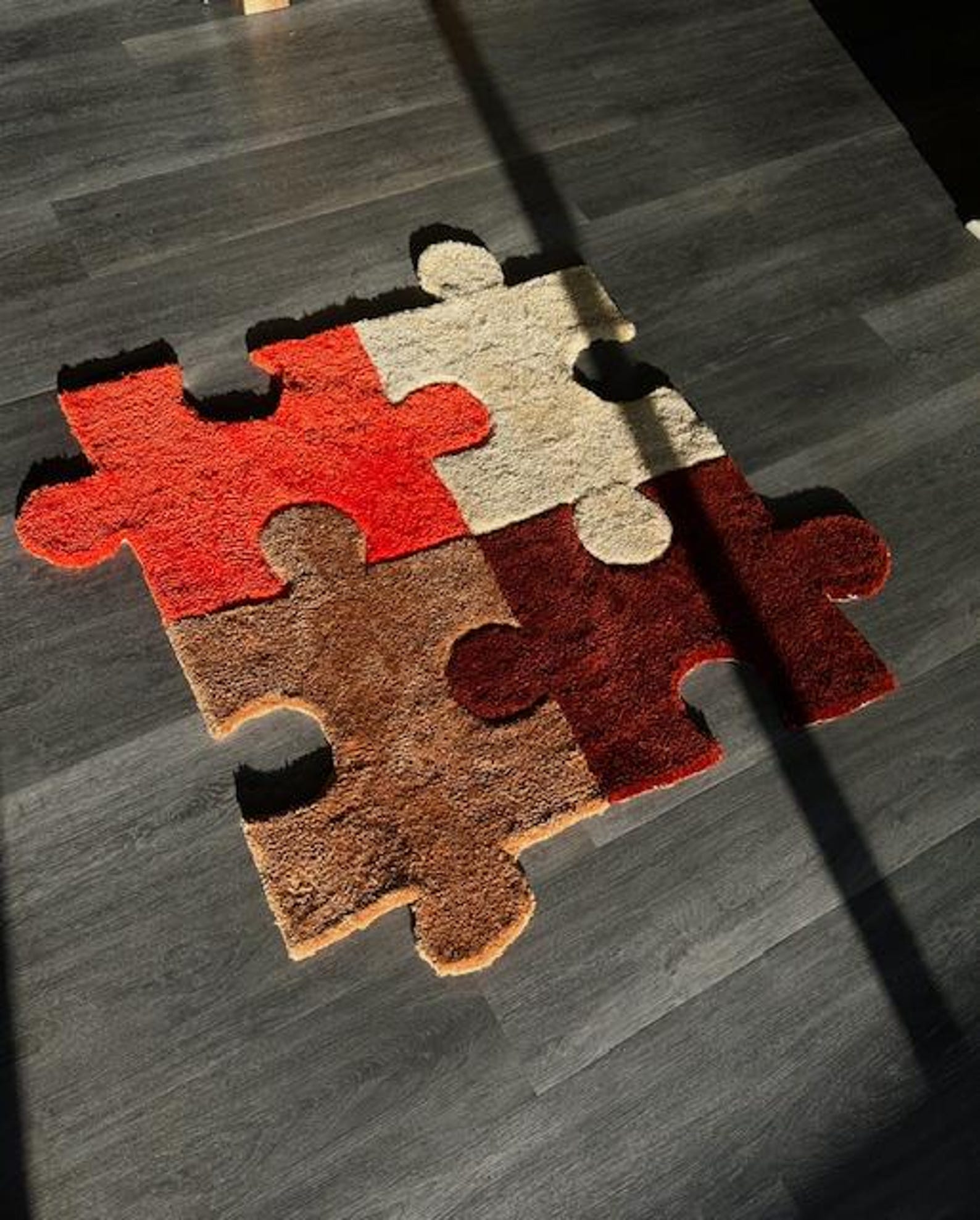 Custom Handmade Puzzle Piece Rug – Tufted Jigsaw Carpet for Home Decor ...
