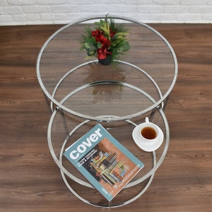 Elegant Large Coffee Tables, SET OF 2, Unbreakable Glass Table Top on ...
