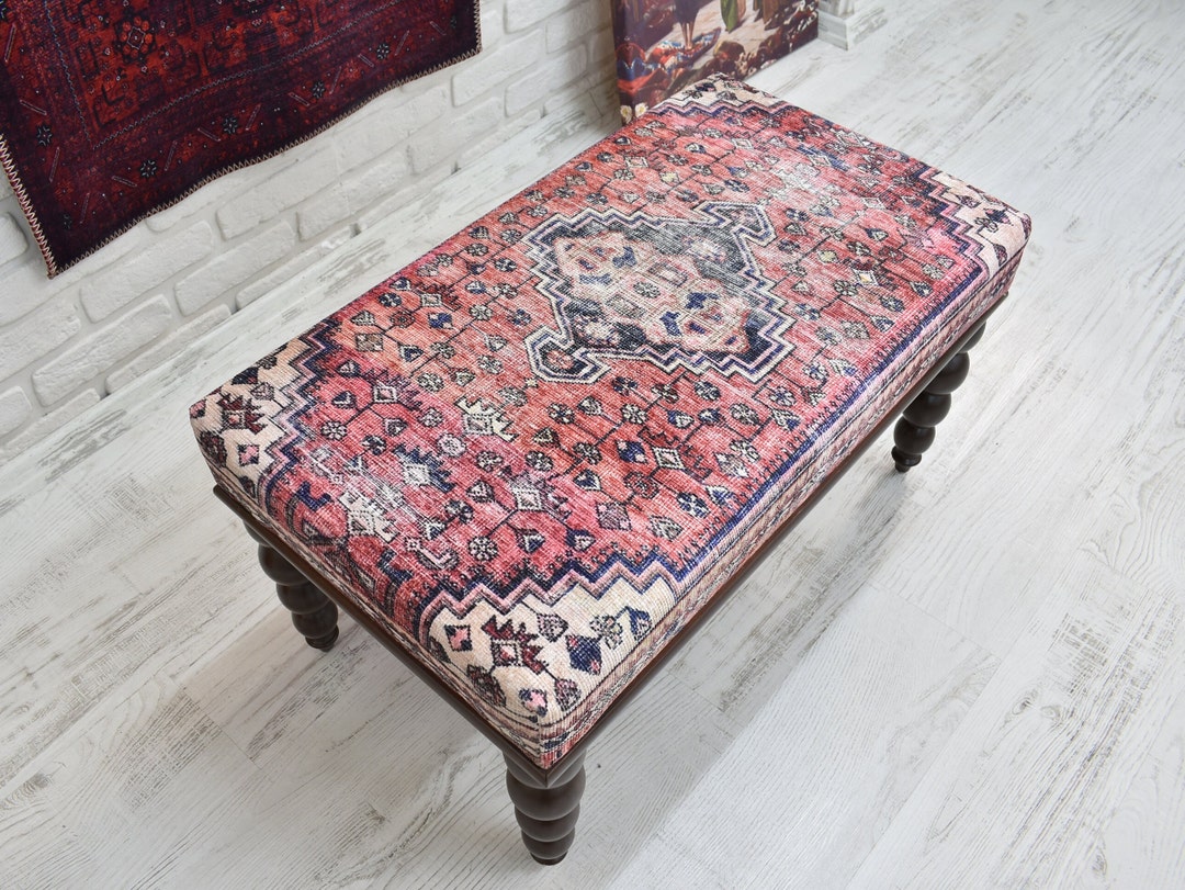 Authentic Turkish Ottoman Footstool / Upholstered Foot Stool / Handmade ...