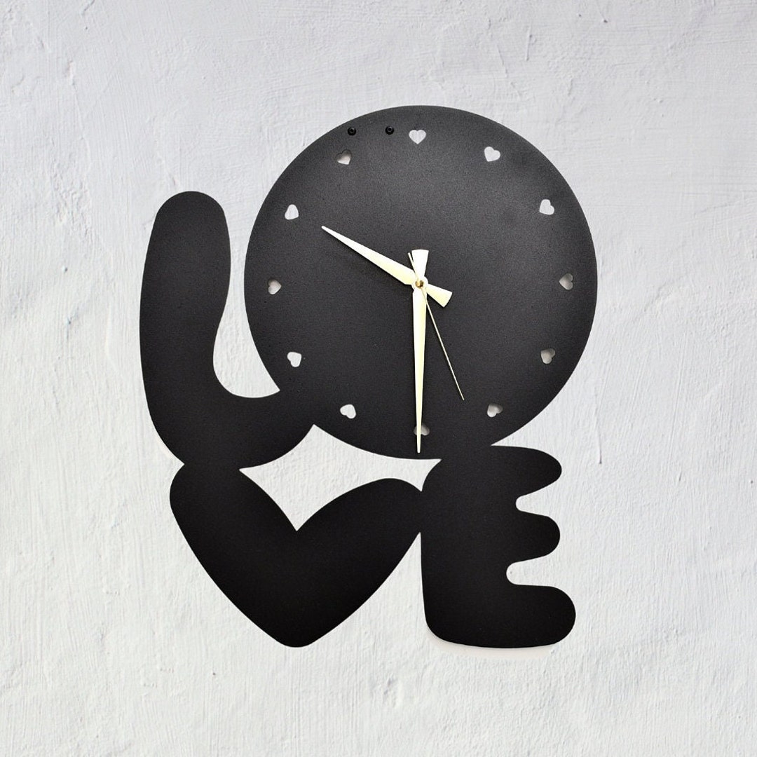 Metal Wall Clock, LOVE Wall Clock, Unique Art Home Decor Metal Wall Art ...