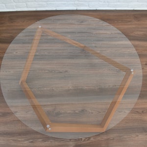 Large Unbreakable Glass Coffee W/ Natural Wooden Base in Modern Style ...