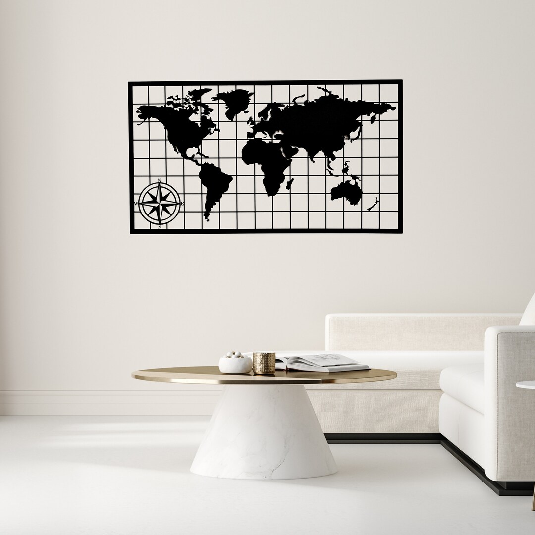 Route Metal World Map - Metal Wall Decor, Metal Wall Art, World Map ...