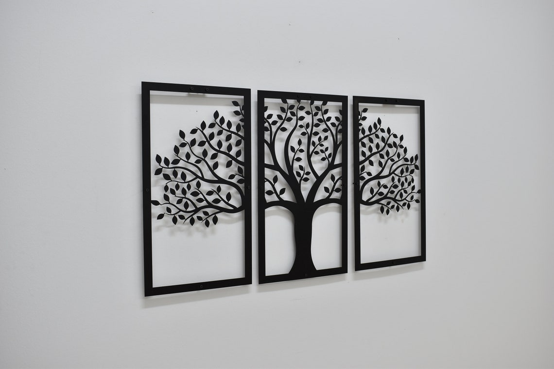 Metal Tree Decor Metal Wall Decor Tree of Life 3 Panels - Etsy