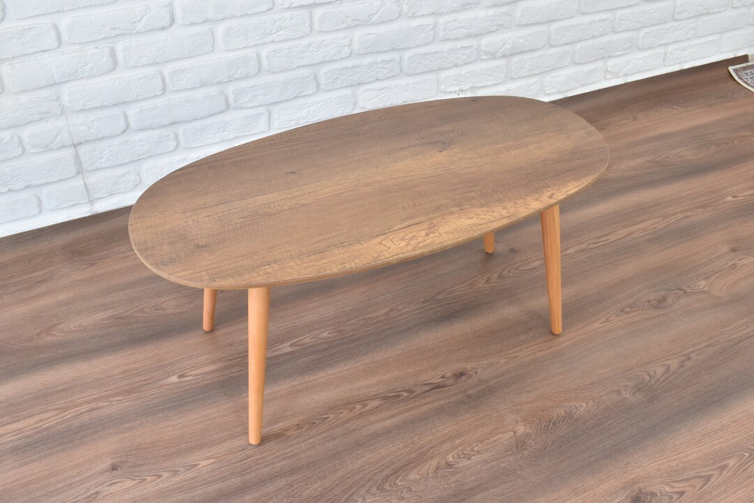 Coffee Table in Wood Rustic Style, Oval Table, Living Room, Farmhouse ...